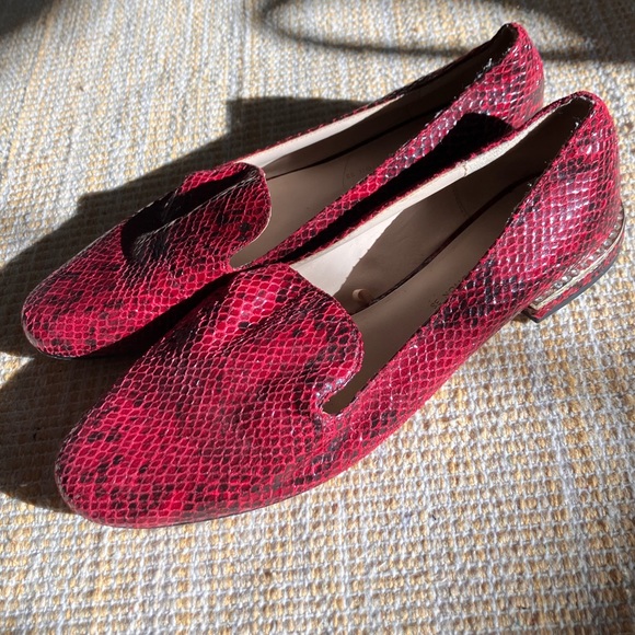 Zara | Shoes | Zara Red Croc Texture Embellished Loafers With Size Eu ...